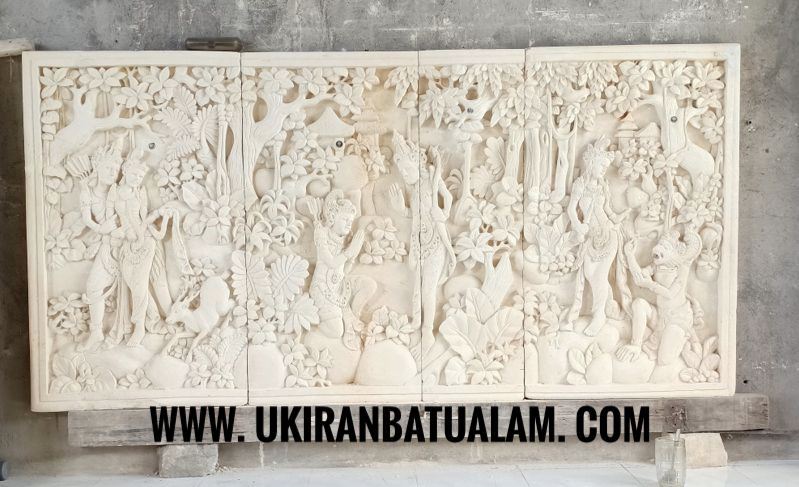 Relief Dinding Batu Alam Motif Ramayana - Ukiran Bali