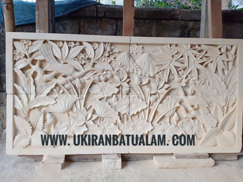 Relief Ornamen Dinding Motif Teratai - Ukiran Bali